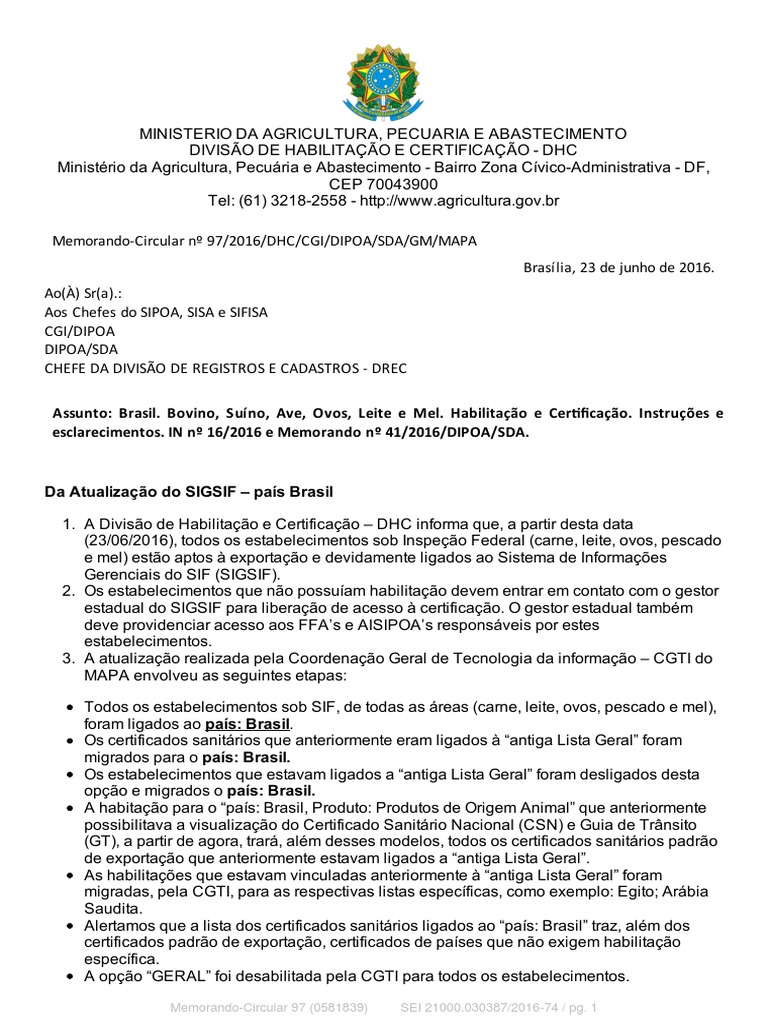 Memo 97 - 2016 Exportação | PDF | Negócios | Finanças e Administração ...