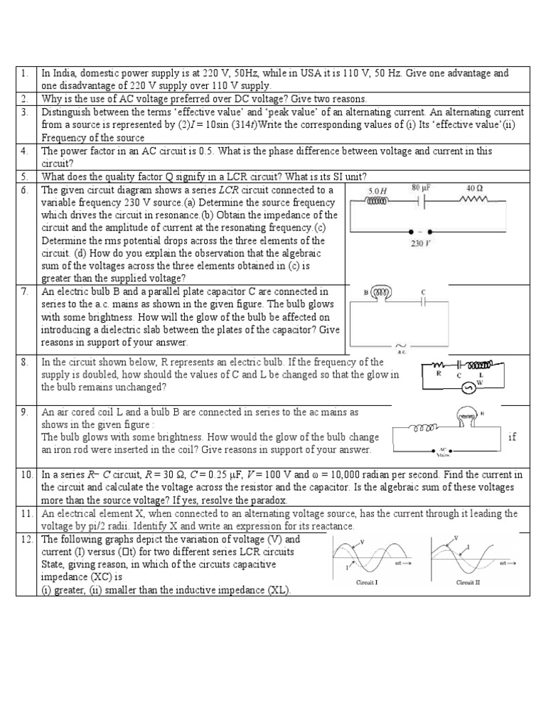 CH 7 Ac Worksheet 2022 | PDF | Electrical Network | Series And Parallel Circuits