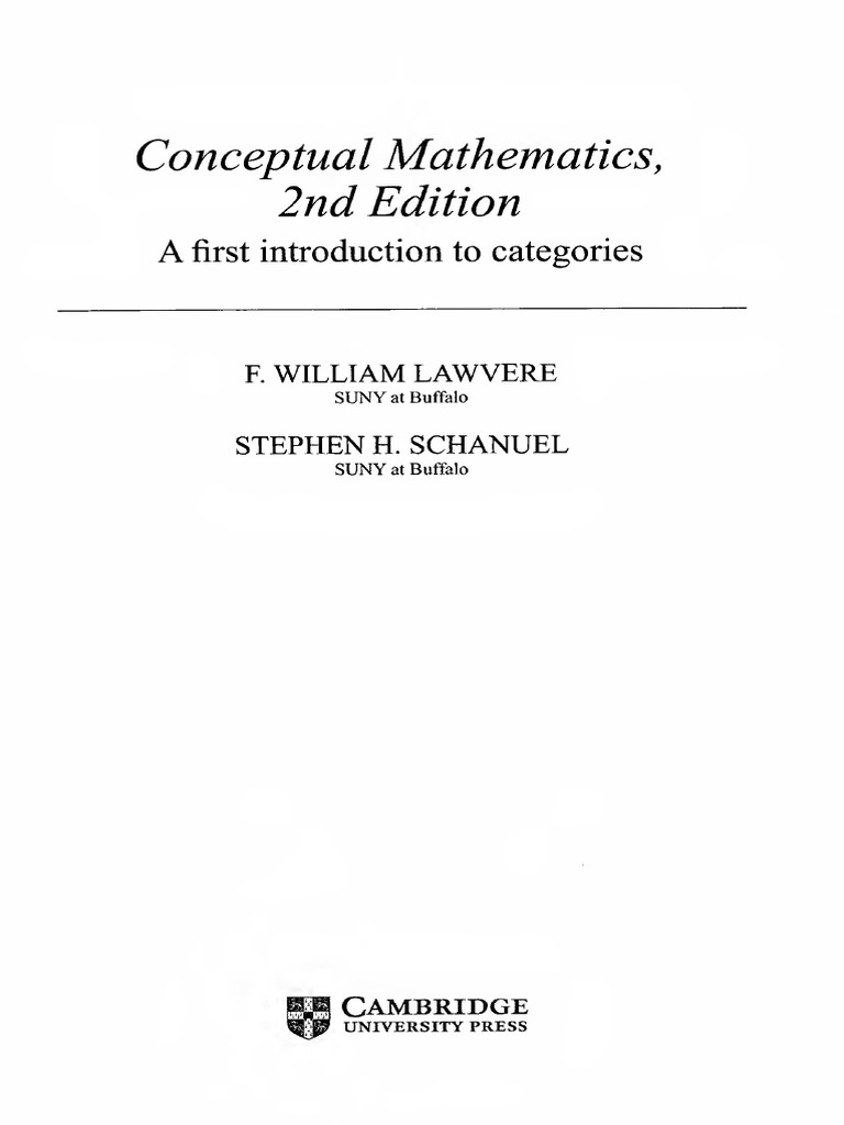 F. William Lawvere, Stephen H. Schanuel - Conceptual Mathematics - A ...