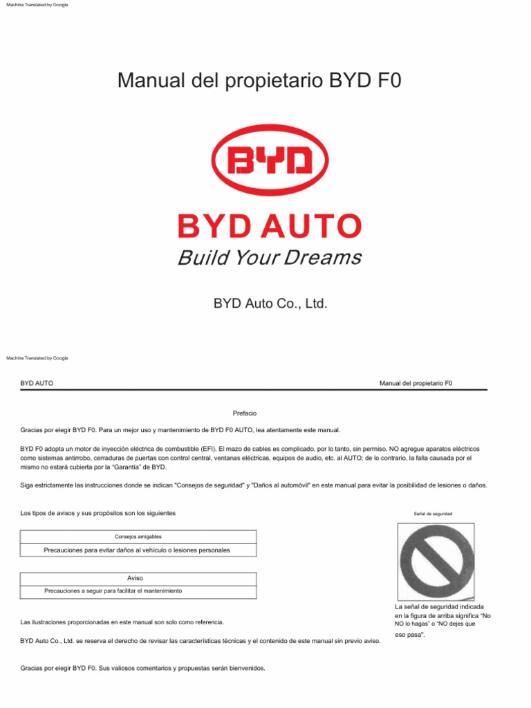 Byd f0 Parte 1 Español | PDF | Control remoto | Vehículos terrestres
