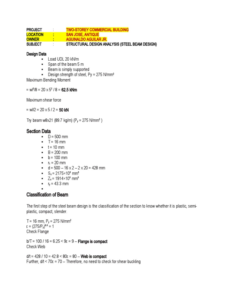 Structural Designsteel Beam | PDF | Beam (Structure) | Buckling