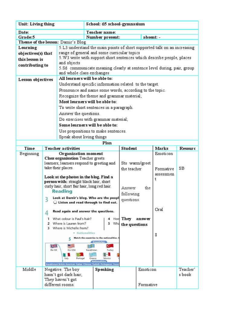 Lesson Plan 5 GR | PDF