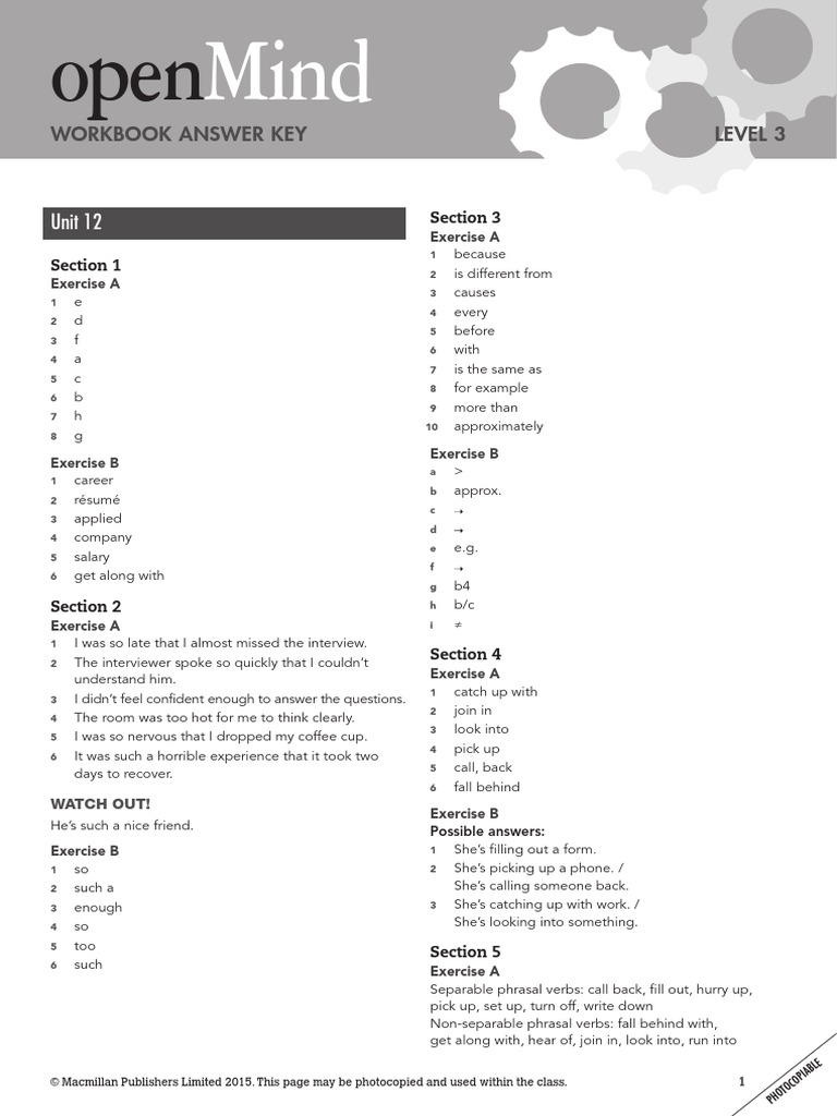 Om 3 - Workbook Unit 12 Answers | PDF