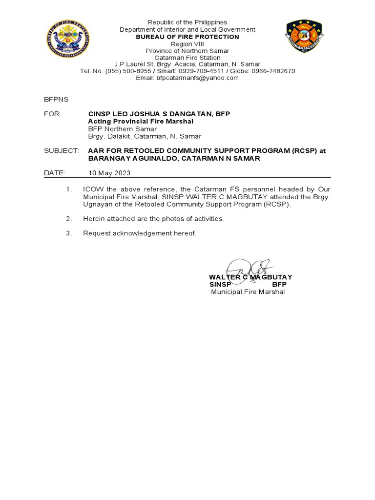 Aar RCSP 2023 (Brgy Aguinaldo) | PDF | Public Safety | Emergency Services