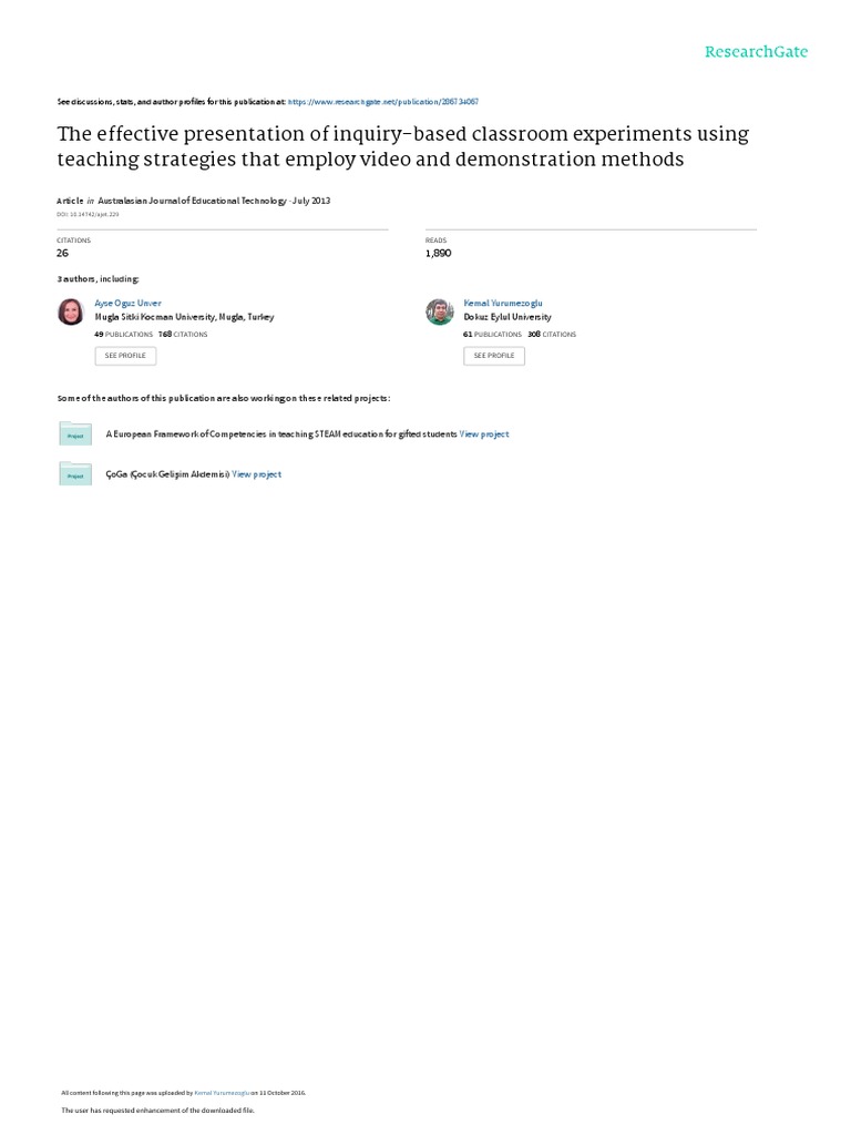 The Effective Presentation of Inquiry-Based Classr | PDF | Inquiry Based Learning | Experiment