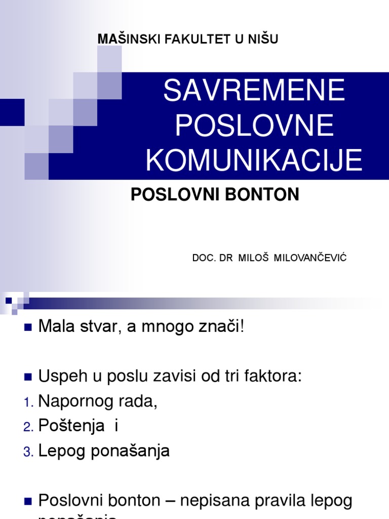 01 Poslovni Bonton 1 | PDF