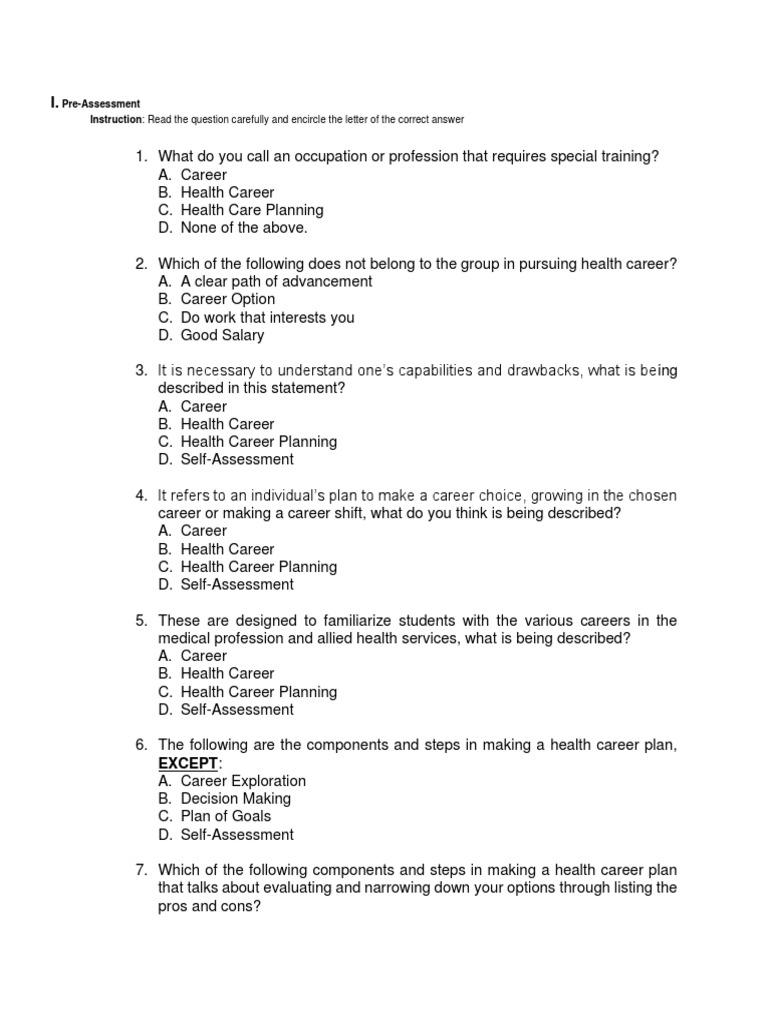 Preliminary Health Career Plan Guide | PDF | Decision Making | Goal