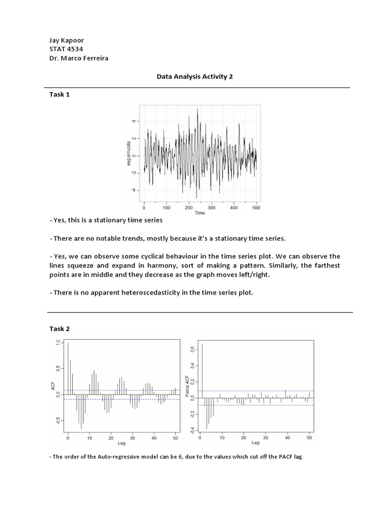Data Analysis Activity 2 Pdf Time Series Autoregressive Model