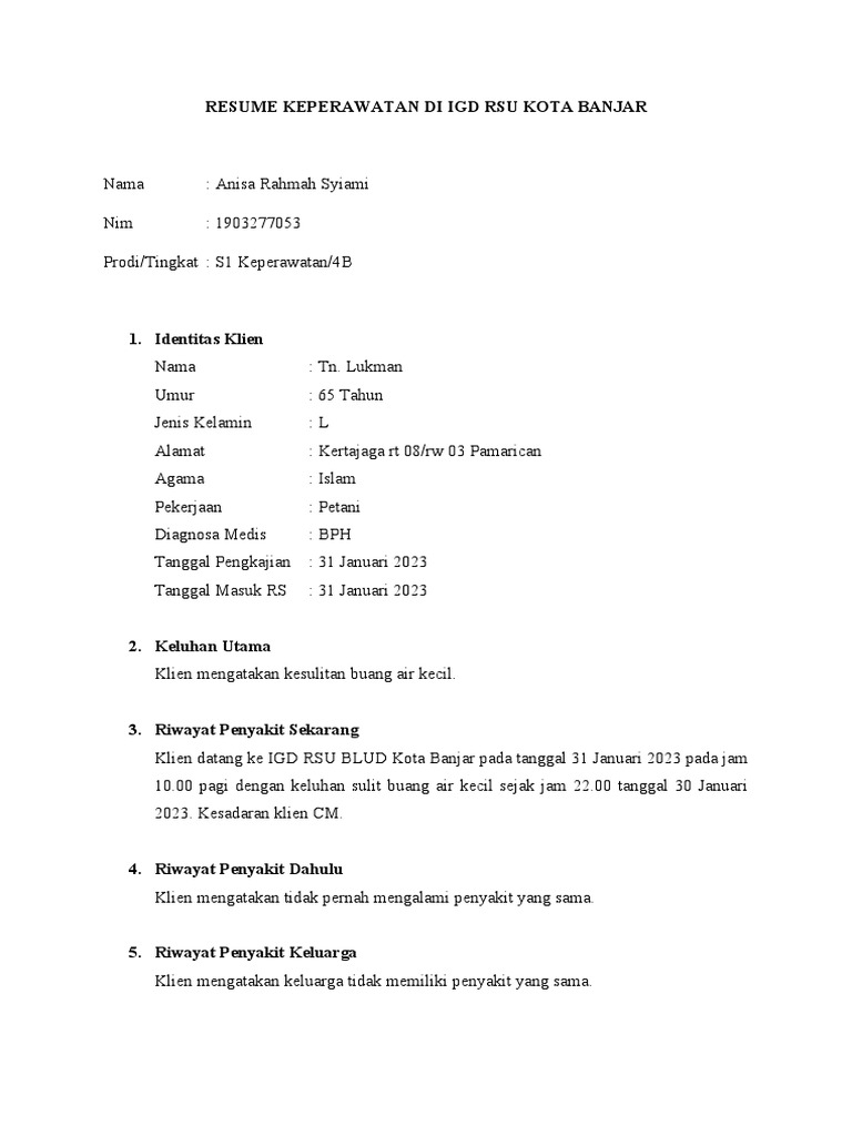 Resume Keperawatan Di Igd | PDF