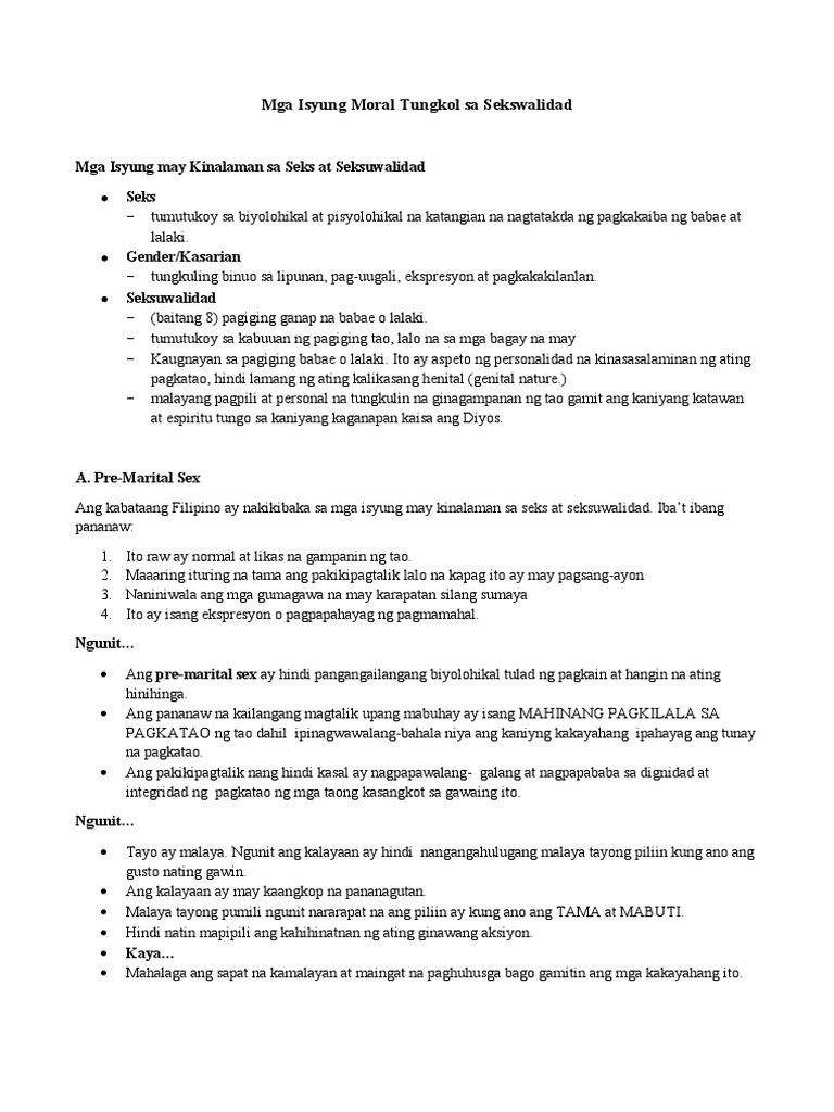 Mga Isyung Moral Tungkol Sa Sekswalidad | PDF