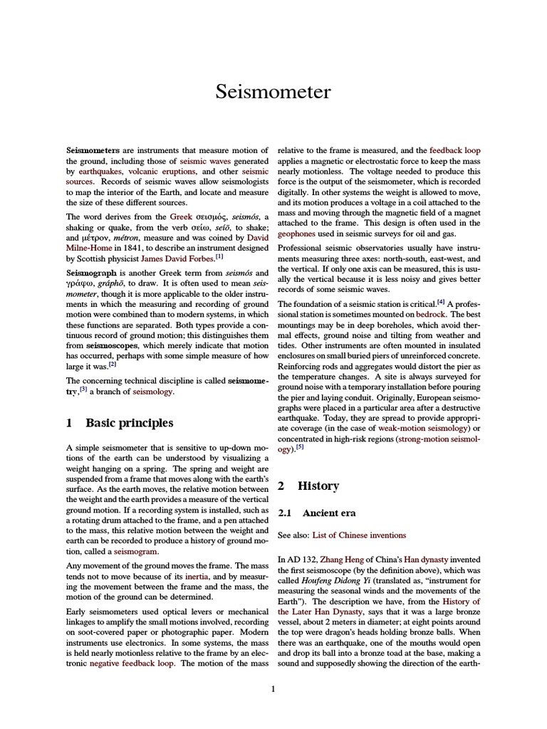 Seismometer | PDF | Seismology | Geophysics