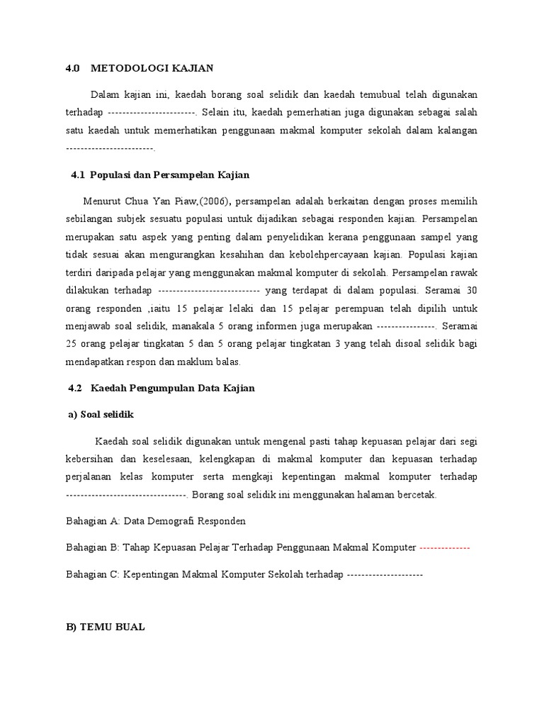 Contoh Metodologi Kajian | PDF