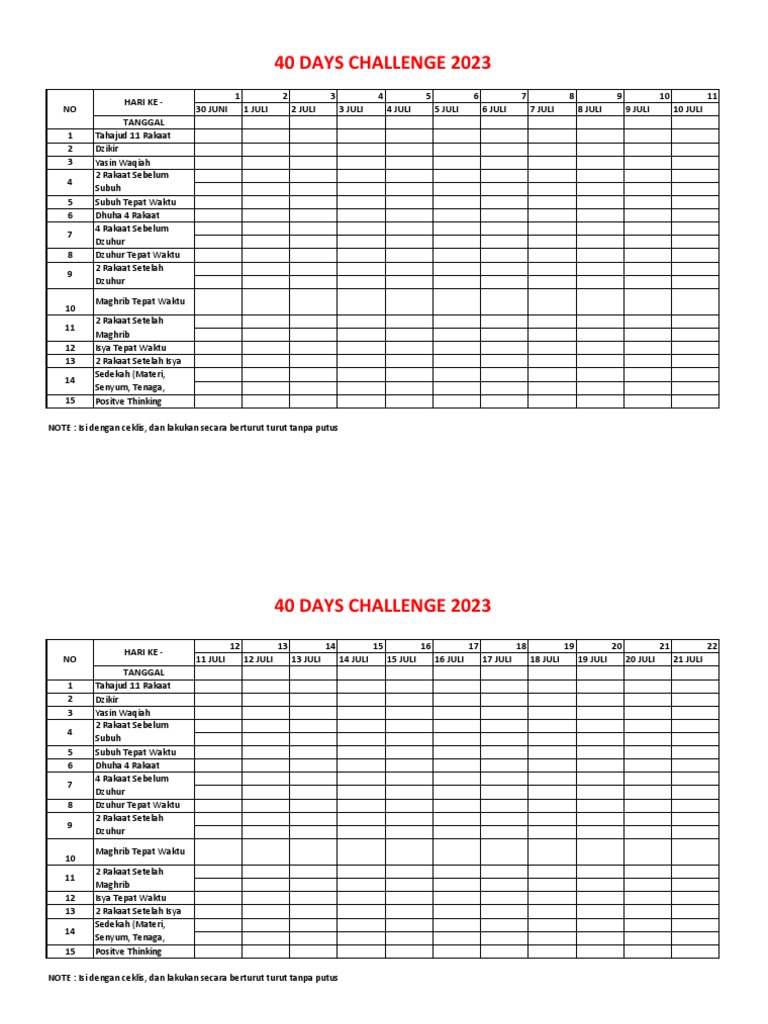 40 Days Challenge | PDF