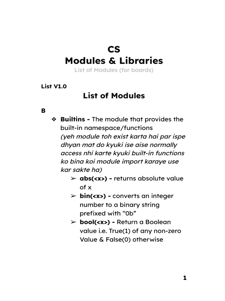 CS - Modules & Libraries | PDF