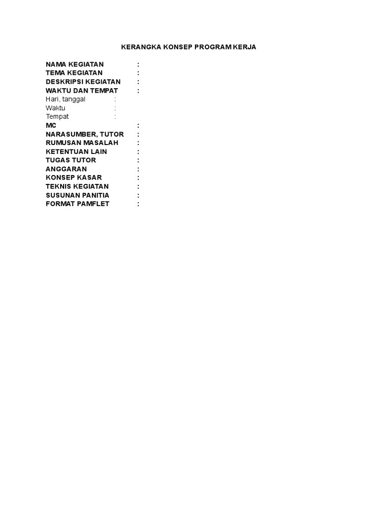 Kerangka Konsep Program Kerja | PDF