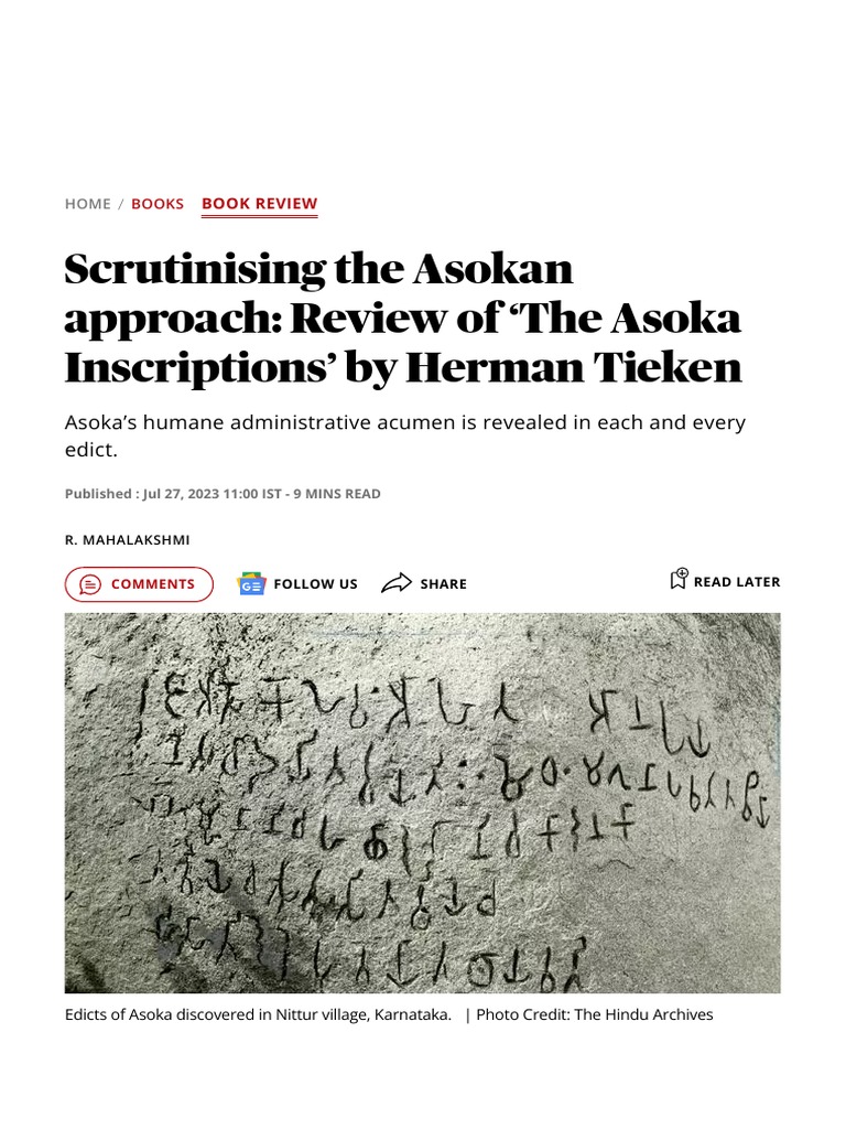 Scrutinising The Asokan Approach - Review of The Asoka Inscriptions' by ...