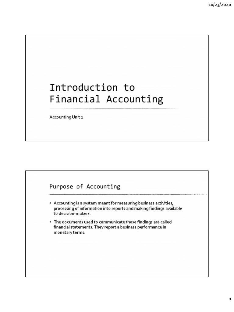 Introduction to Financial Accounting Concepts | PDF