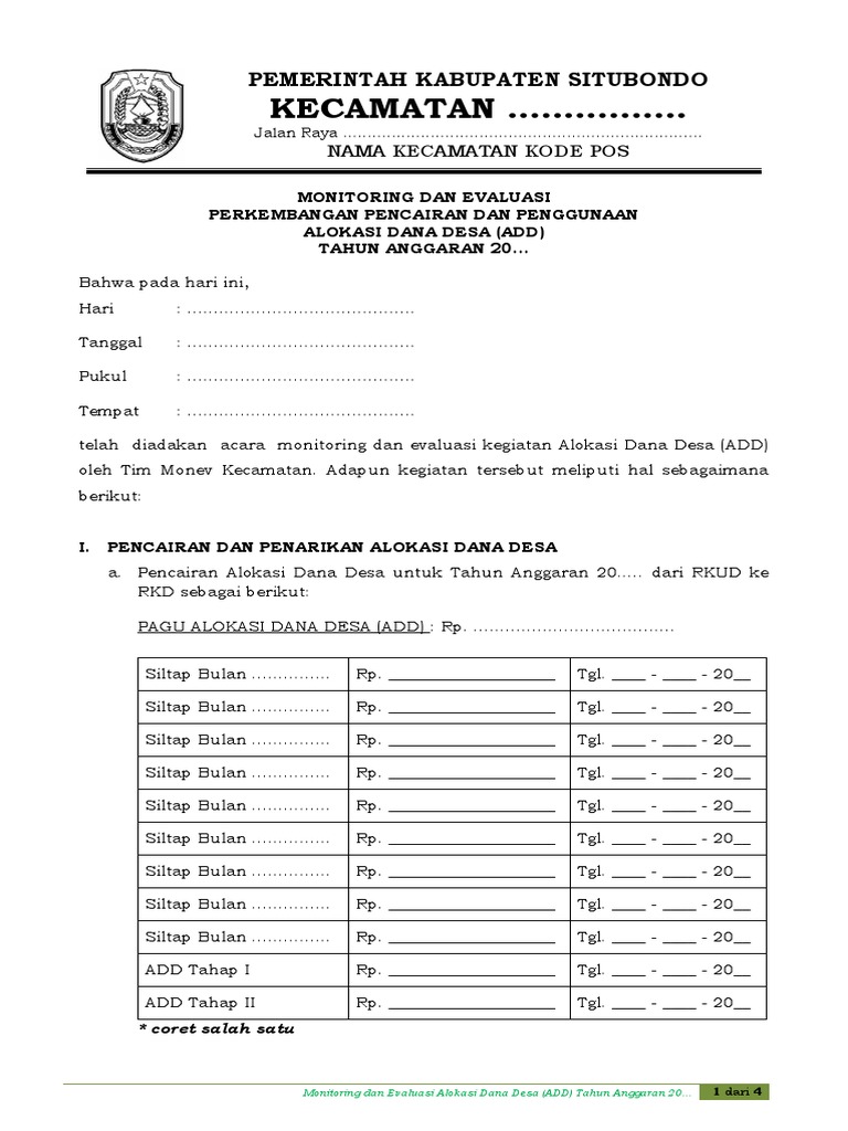 Form Monev ADD | PDF