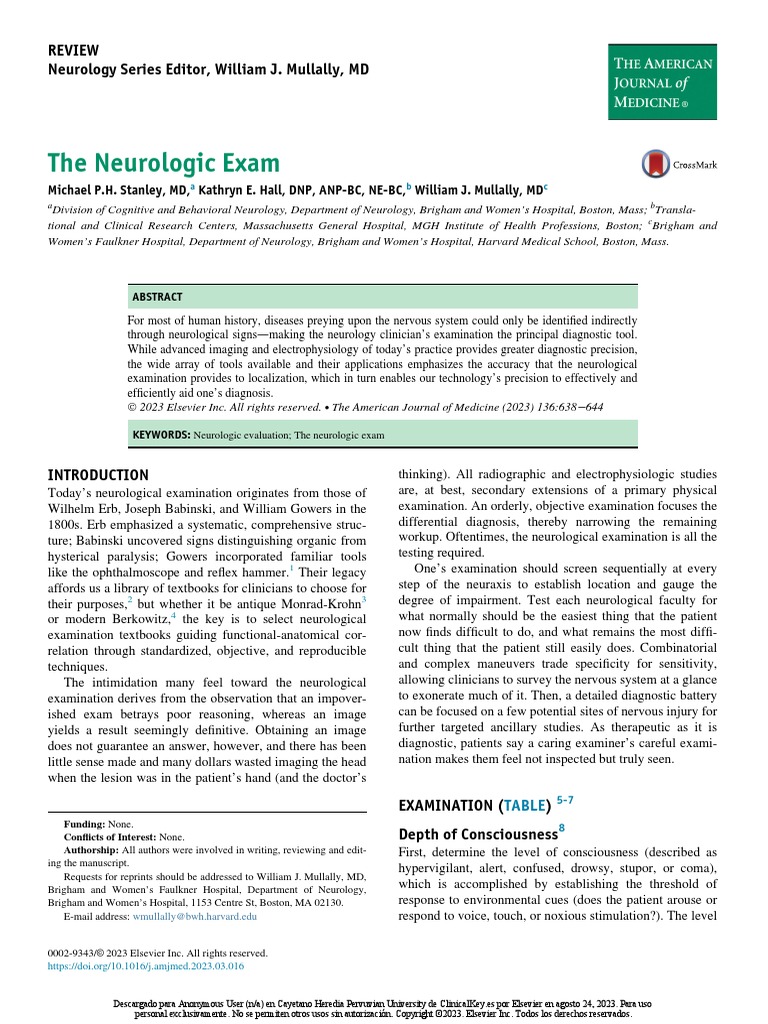 The Neurologic Exam | PDF | Neurology | Physical Examination