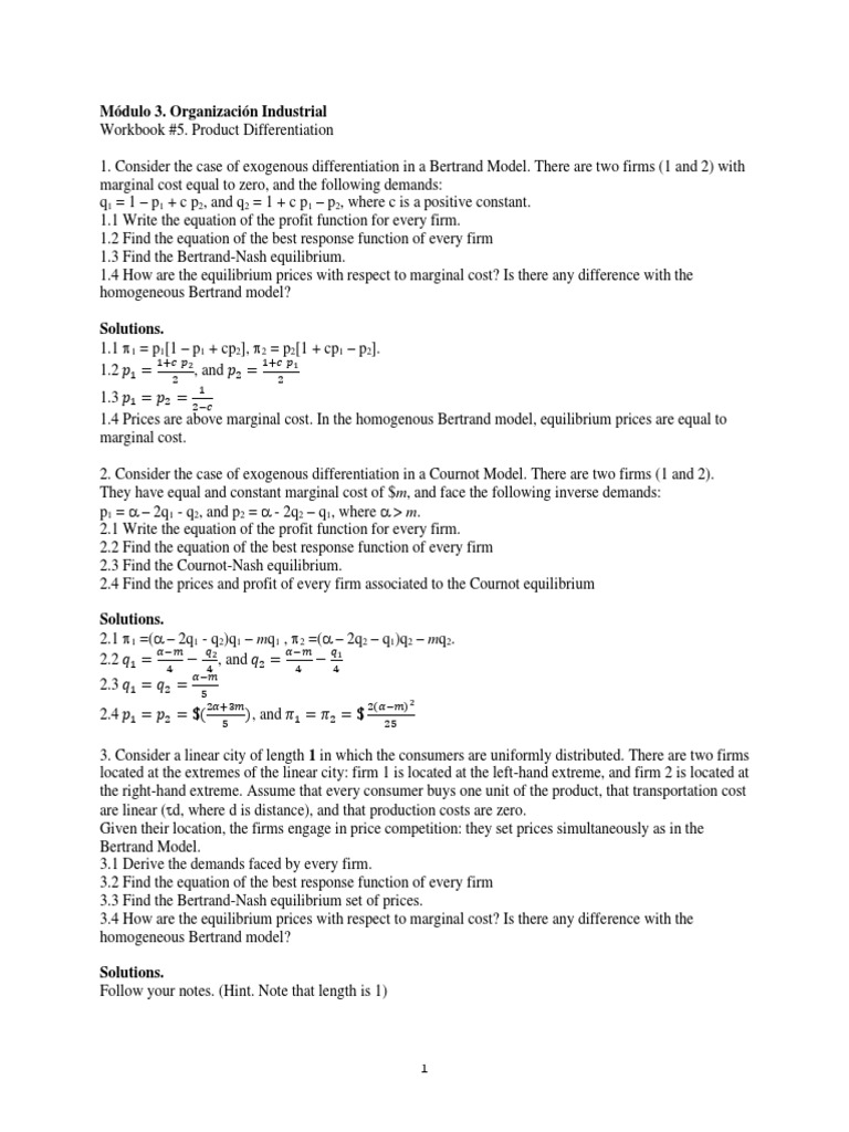 Workbook 5. Differentiation | PDF | Economic Equilibrium | Applied ...