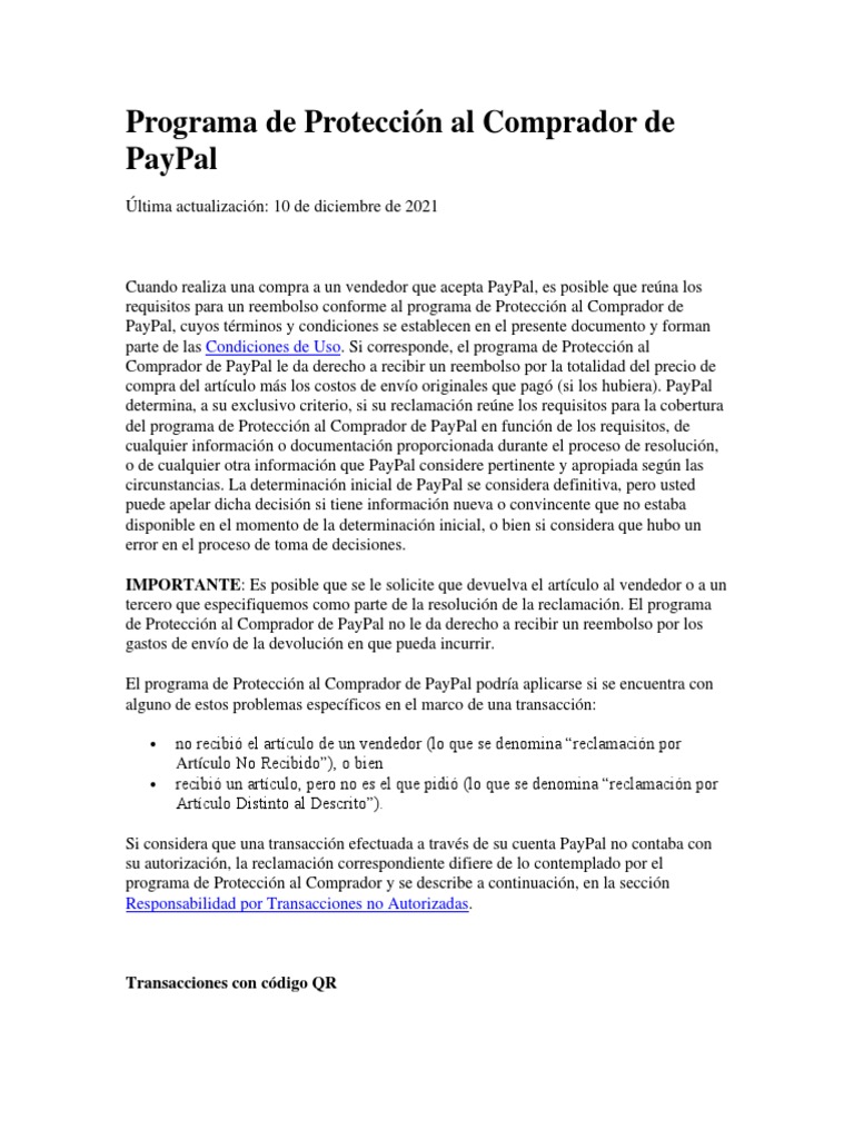 Buyer Protection | PDF | Pay Pal