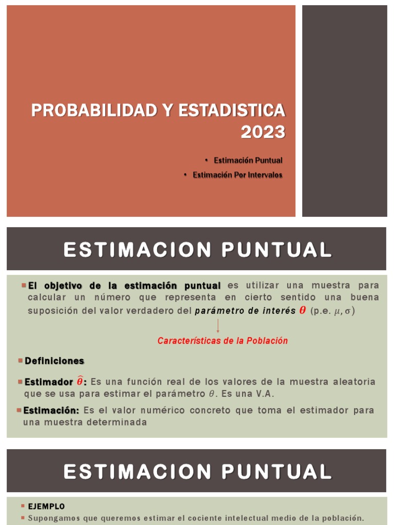 U9 - Estimación Puntual y Por Intervalos | PDF | Métodos y materiales de enseñanza