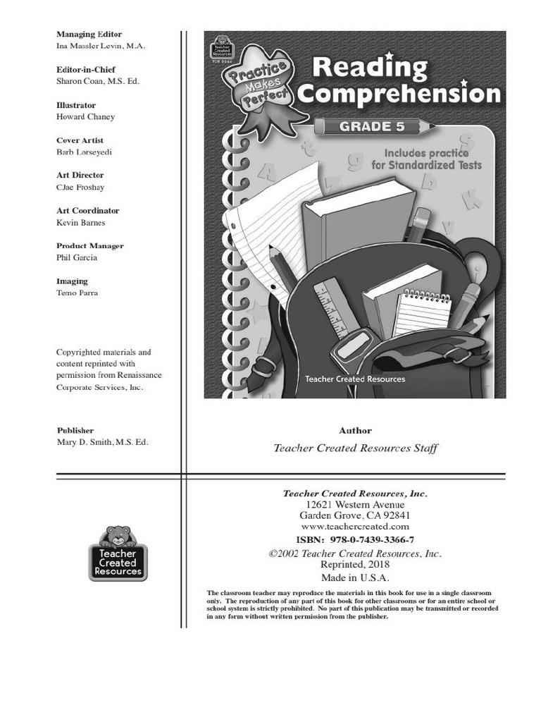 Reading Comprehension - Grade 5 | PDF