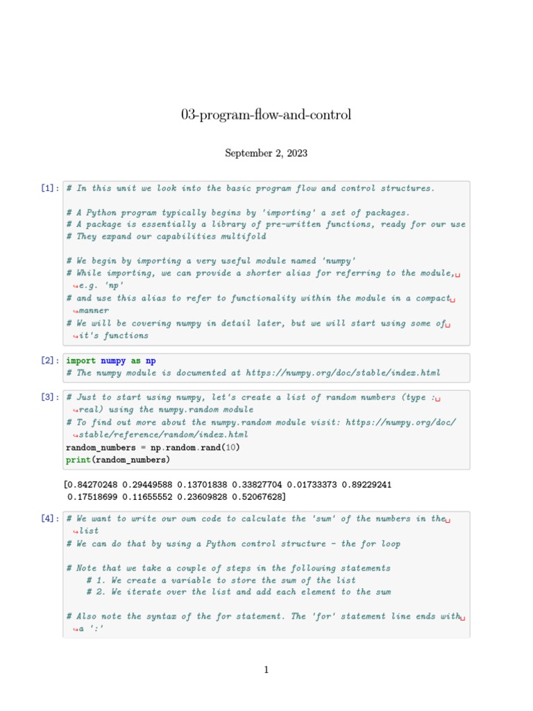 03 Program Flow And Control Pdf Control Flow Python Programming Language