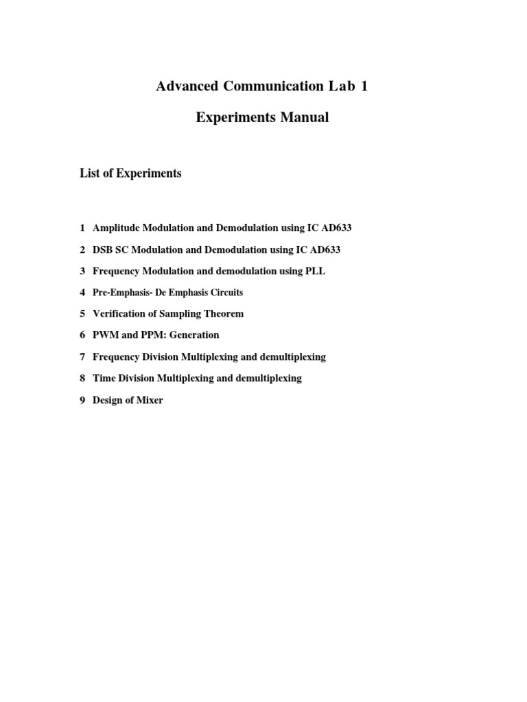 Communication Lab 1 Manual | PDF | Detector (Radio) | Modulation