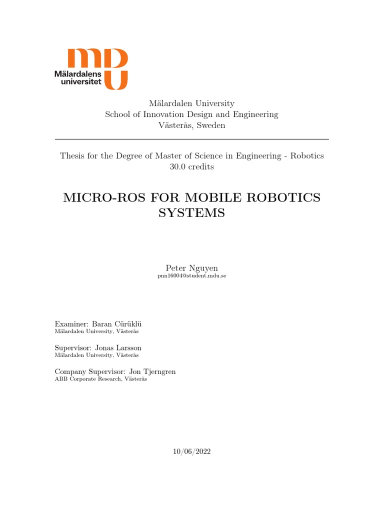 Micro-Ros For Mobile Robotics | PDF | Operating System | Microcontroller