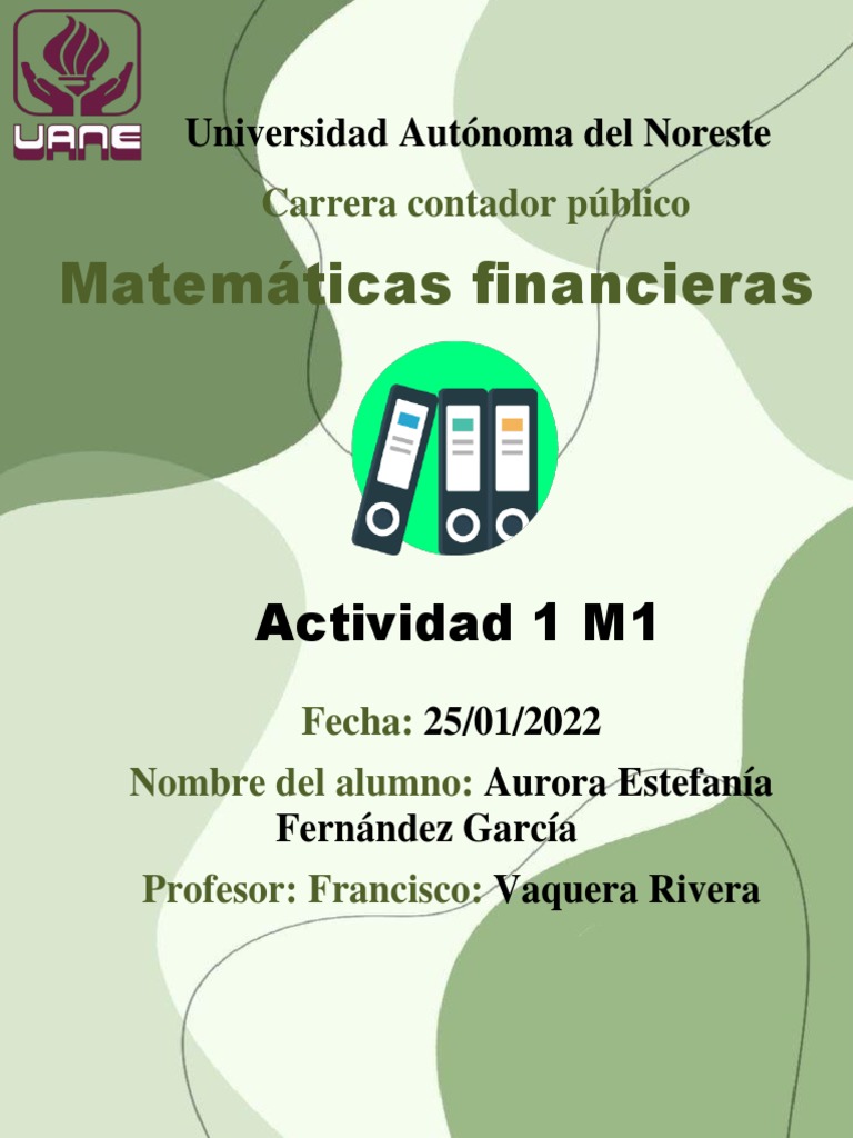 Actividad 1 M1 Problemas | PDF | Finanzas Matemáticas | Matemáticas