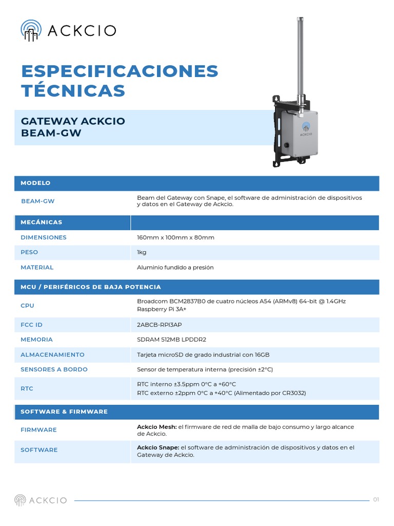 Ackcio Technical Specifications - BEAM-GW (2023 - ES) | PDF | Informática