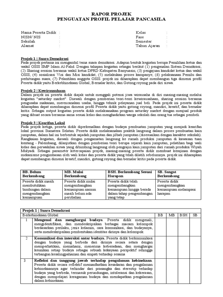 Rapor P5: Projek Suara Demokrasi | PDF | Karier & Perkembangan