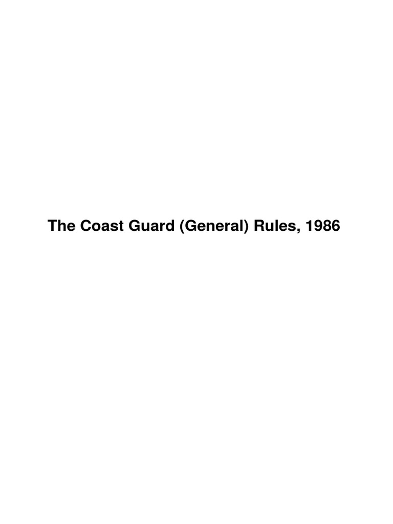 Coast Guard General Rules 1986 Overview | PDF