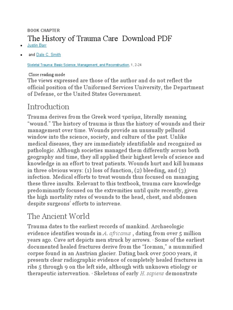 1 The History of Trauma Care | PDF | Surgery | Medicine