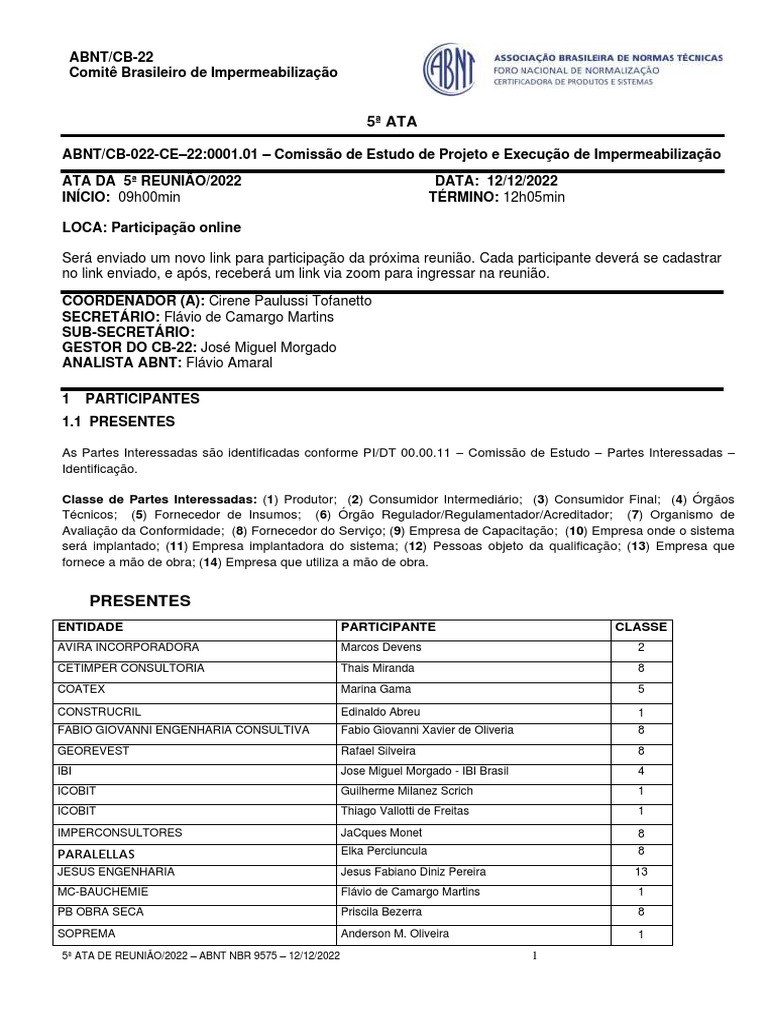 2022-12-12-5 Ata Reunião-ABNT NBR 9575-Diretrizes | PDF