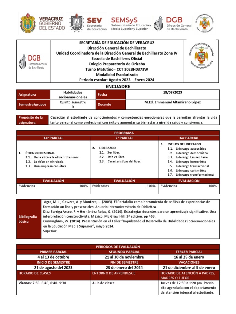 Encuadre DGB 2023 HSE V | PDF