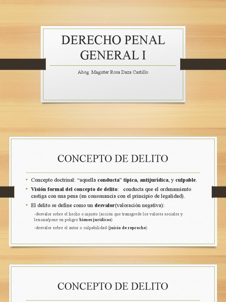 Conceptos y Clasificación del Delito en Derecho Penal | PDF | Intención ...