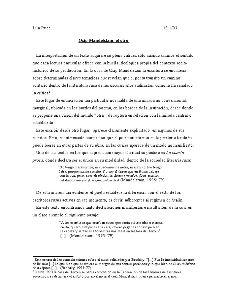 Ossip Mandelstam, El Otro | PDF