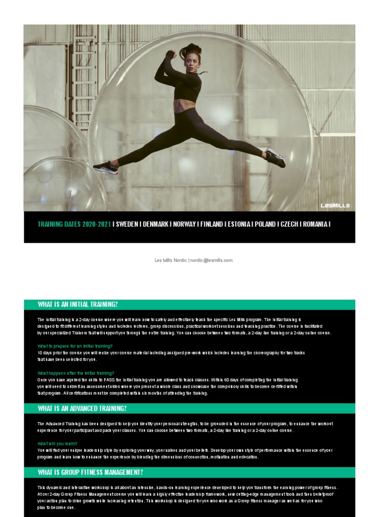 Training Dates Les Mills Nordic 2020 2021 | PDF | Nordic Countries ...