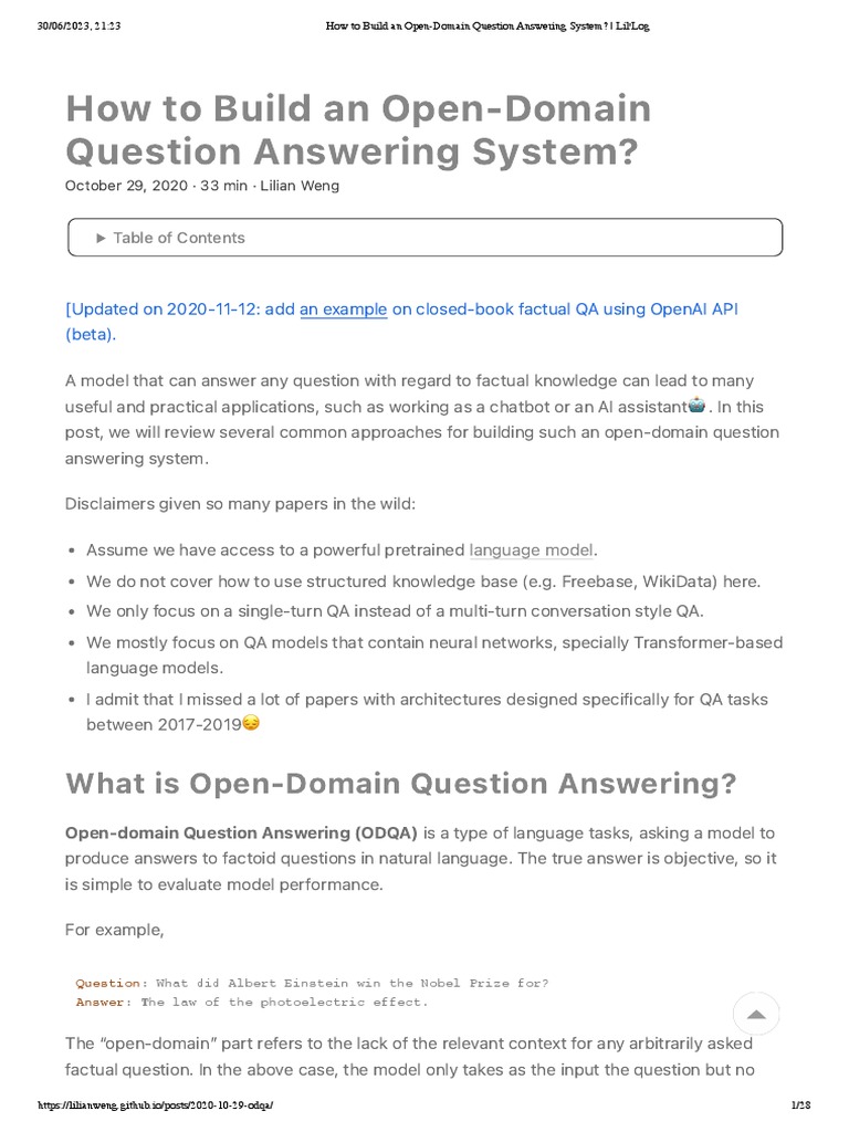 Open Domain Qa Pdf Cognitive Science Cybernetics
