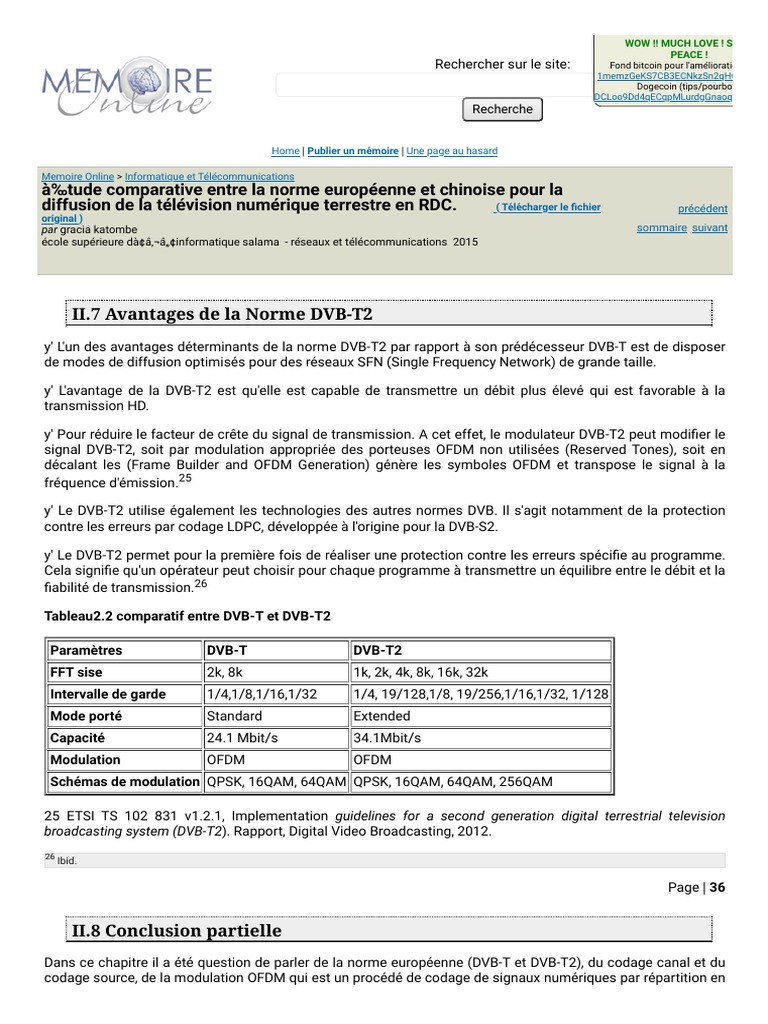 À Tude Comparative Entre La Norme Européenne Et Chinoise Pour La Diffusion de La Télévision ...