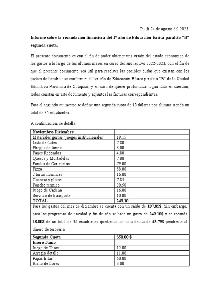 Informe-Tesoreria 2023 | PDF