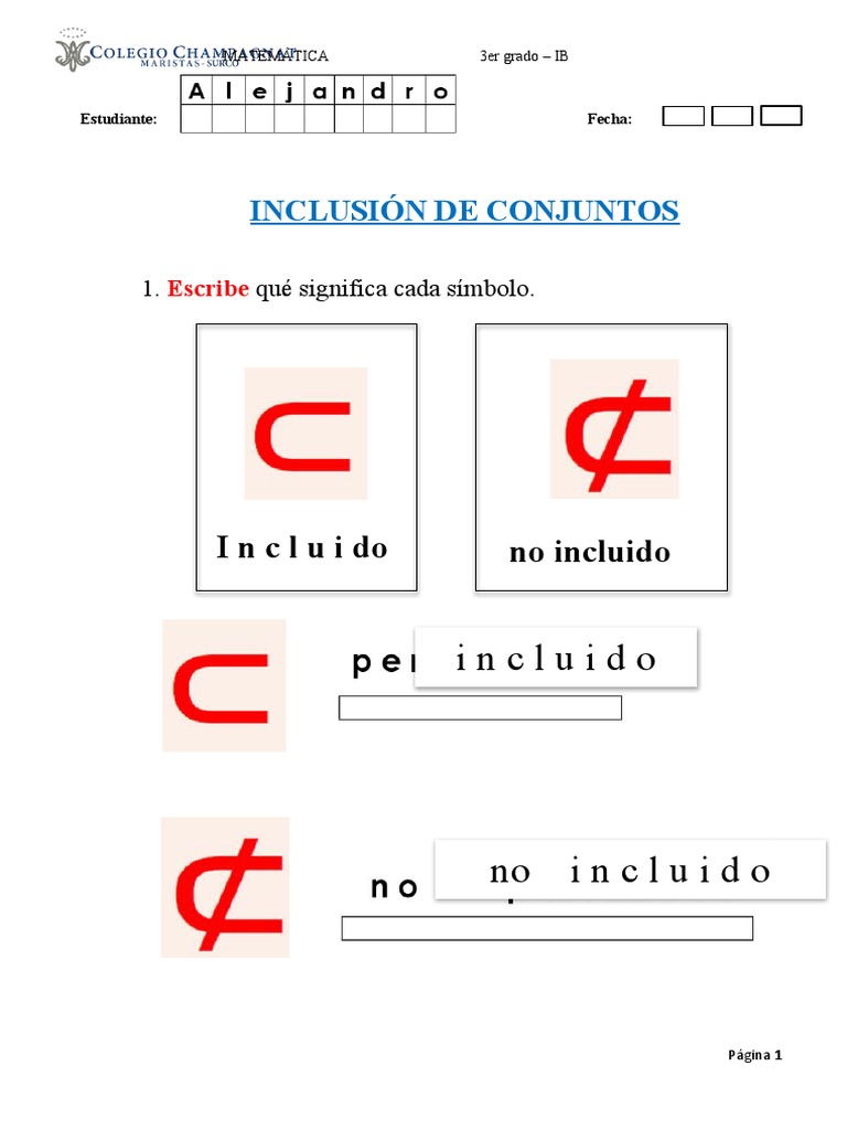 Símbolos de Inclusión en Conjuntos | PDF