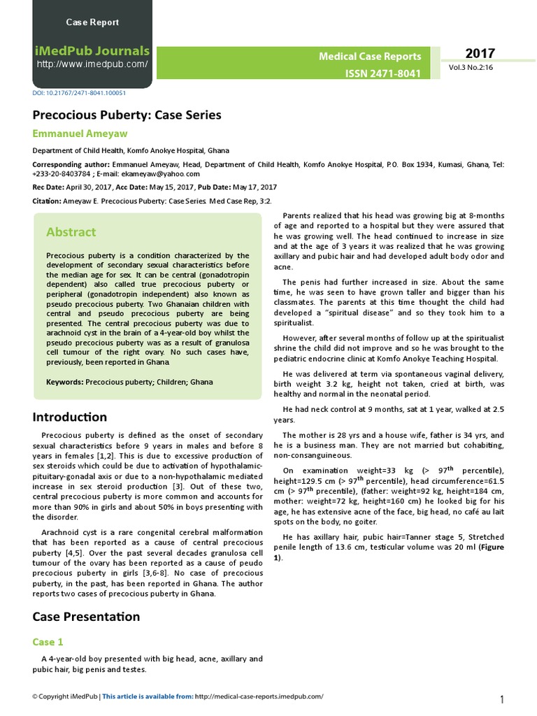 Precocious Puberty Case Series | PDF