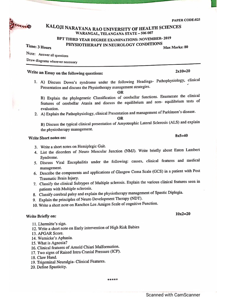 3rd Year KNRUHS Question Papers | PDF