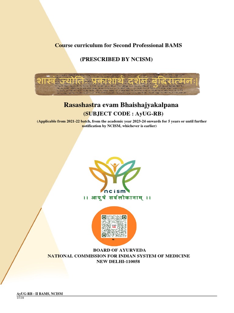 NCISM BAMS Curriculum Overview | PDF | Ayurveda