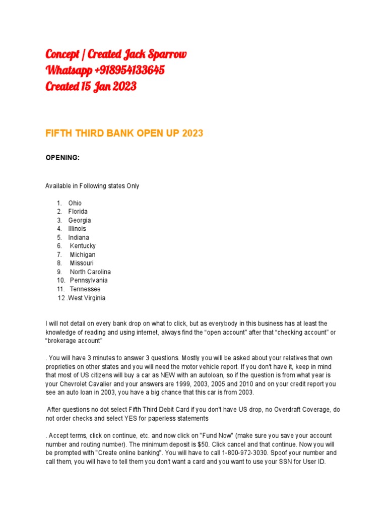 Fifth Third Bank Open Up 2023 | PDF | Banks | Debit Card