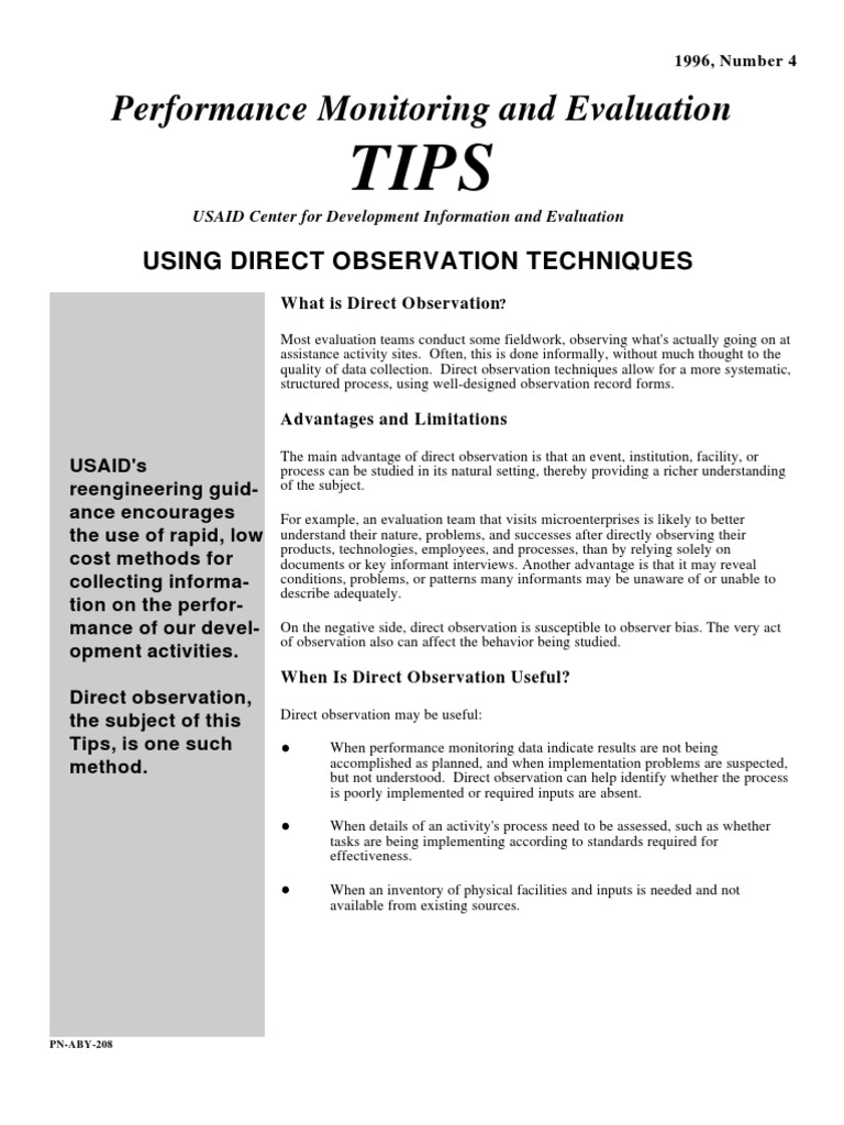 TIP Number4, Using Direct Observation Techniques | PDF