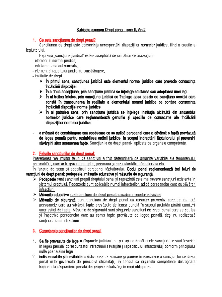 Subiecte Examen Drept Penal | PDF
